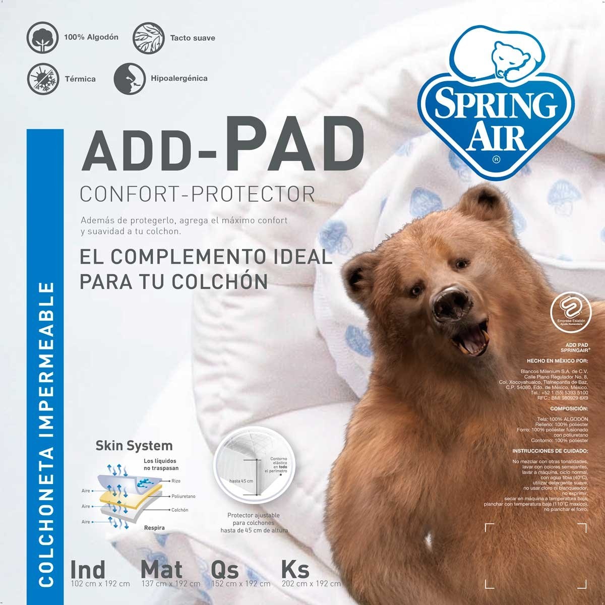 Colchoneta Add Pad Spring Air - Colchones Dormilón